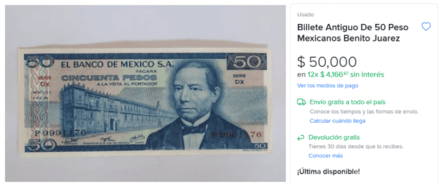 Este billete se vende hasta en 50 mil pesos | Luz Noticias