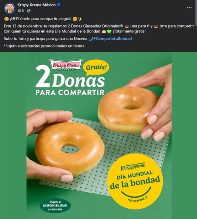 Krispy Kreme regala dos donas por el Día de la Bondad | Luz Noticias